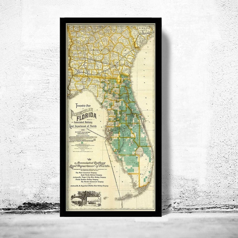 Old Florida Map - Etsy
