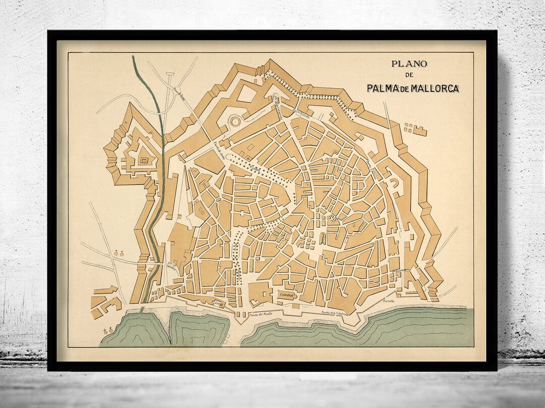 Old Map of Palma De Mallorca Maiorca Majorca 1905 Vintage Map Vintage ...
