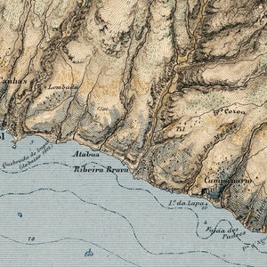 Old Map of Madeira Island 1850 Portugal | Vintage Poster Wall Art Print ...