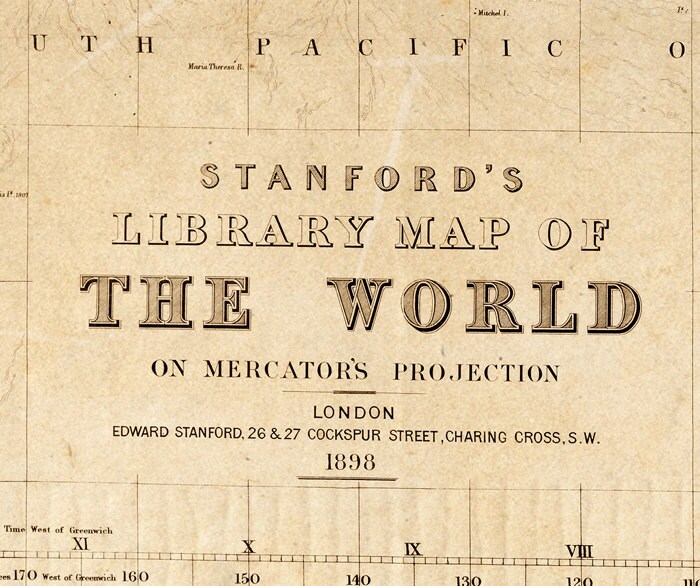 Beautiful World Map Vintage Atlas 1898 Mercator projection | Etsy
