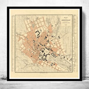 Old Map of Stuttgart Germany 1860 Vintage Map Vintage Poster Wall Art ...