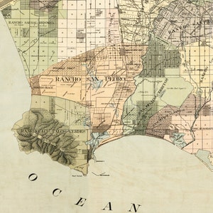 Old Map of Los Angeles 1898 Vintage Map Vintage Poster Wall Art Print ...