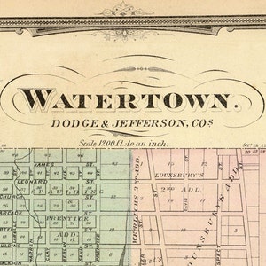 Old Map of Watertown Wisconsin 1878 Vintage Map Vintage Poster Wall Art ...