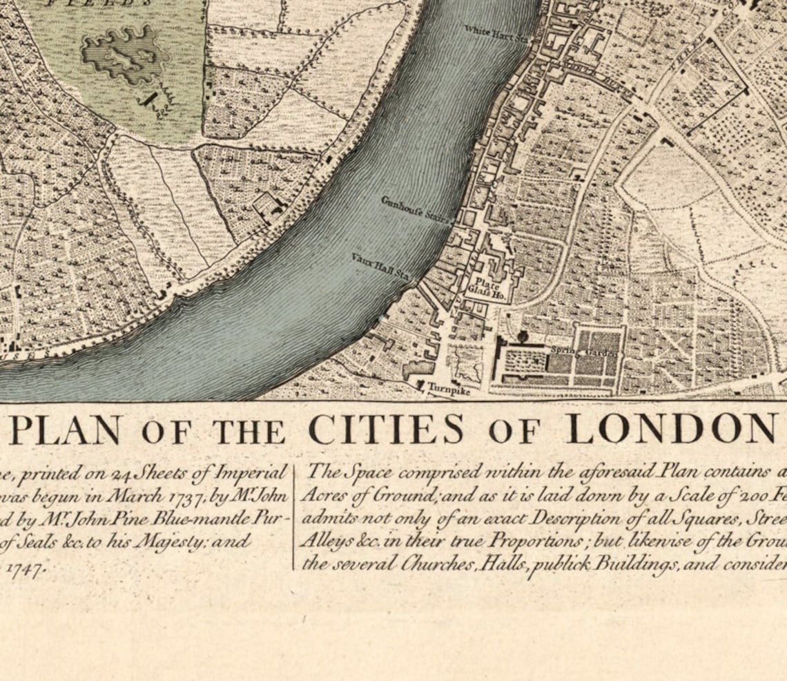 Old Map of London 1749 Vintage Map of London Vintage Poster - Etsy