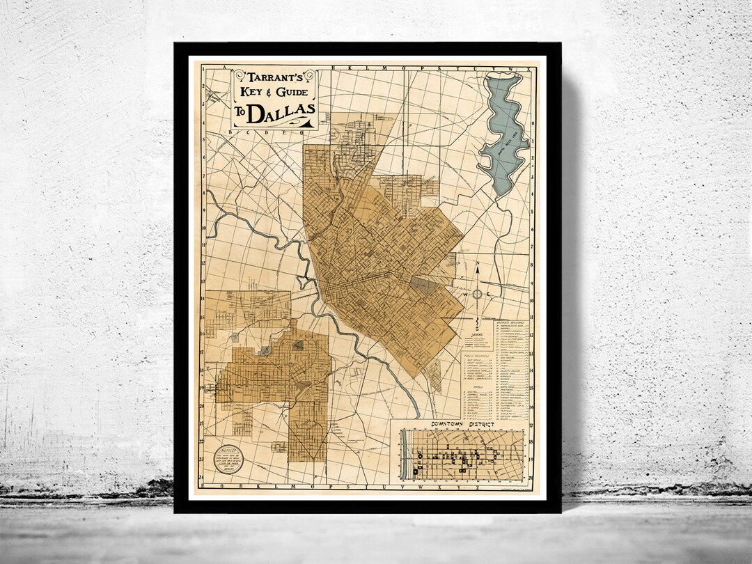 Old Map of Dallas 1922 Texas Vintage Map Vintage Poster Wall Art Print ...