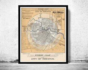 Old Houston Map - Etsy