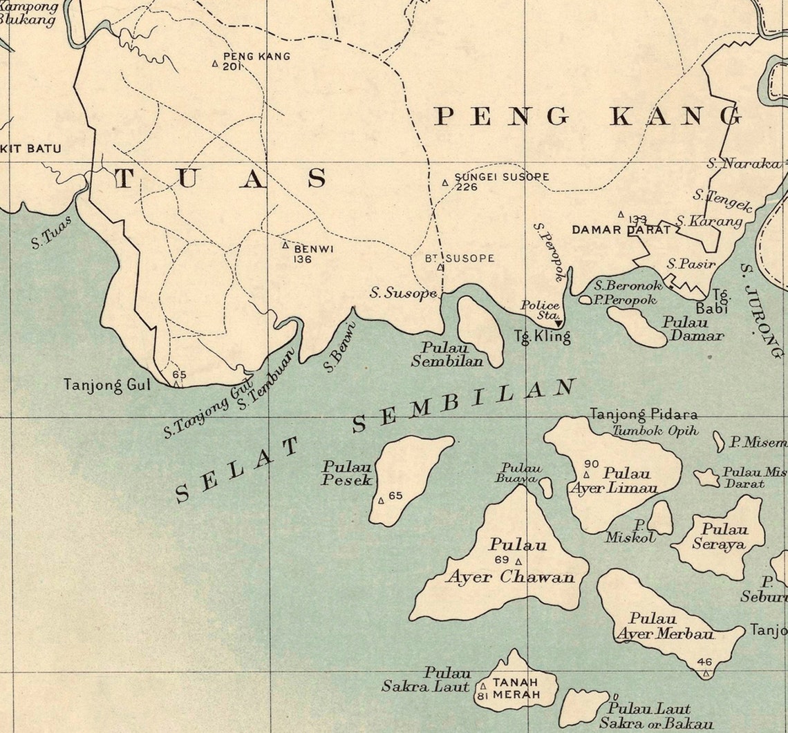 Old Map of Singapore Island 1911 Vintage Poster Wall Art - Etsy UK