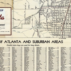 Old Map of Atlanta City Vintage Map Vintage Poster Wall Art Print Wall ...