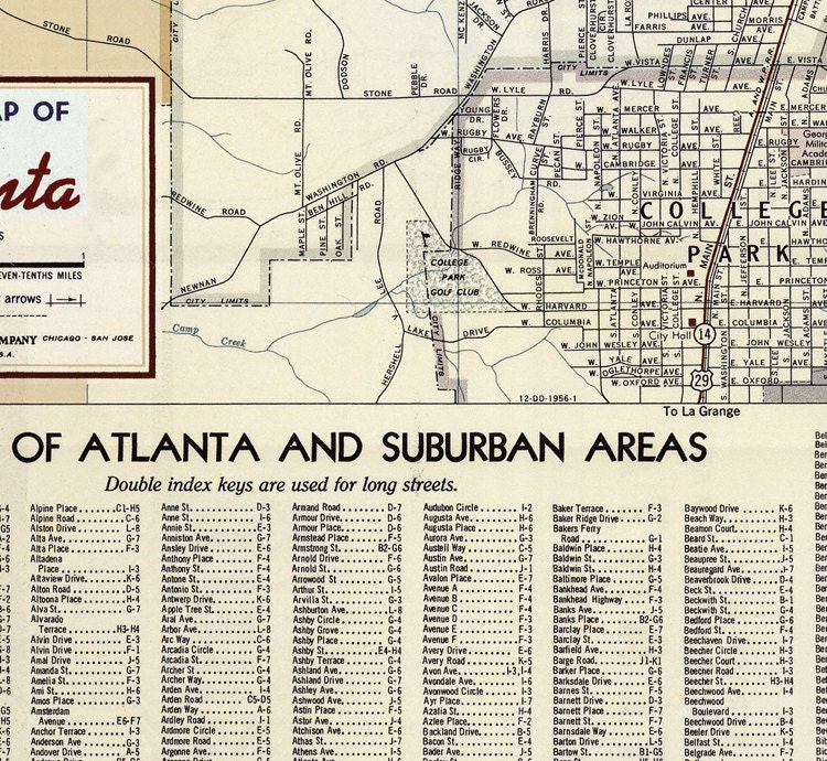 Old Map of Atlanta City Vintage Map Vintage Poster Wall Art - Etsy