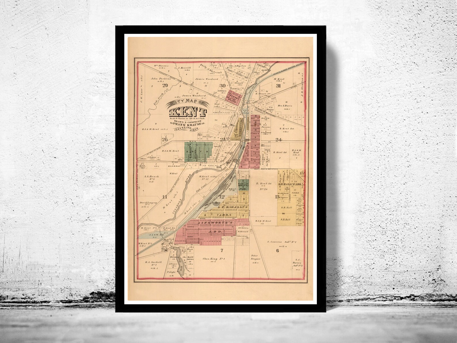 Old Map of Kent Ohio 1874 Vintage Map Vintage Poster Wall - Etsy