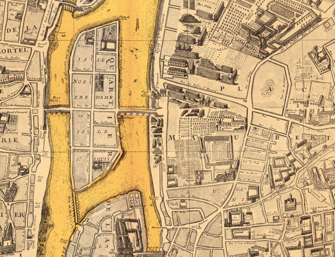 Old Map of Paris France 1710 Vintage Map Vintage Poster Wall | Etsy