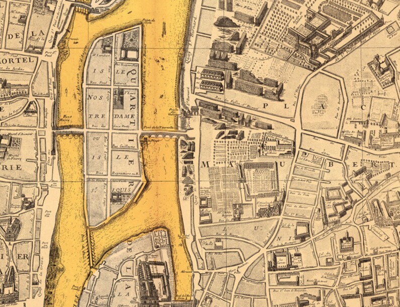 Old Map of Paris France 1710 Vintage Map Vintage Poster Wall - Etsy