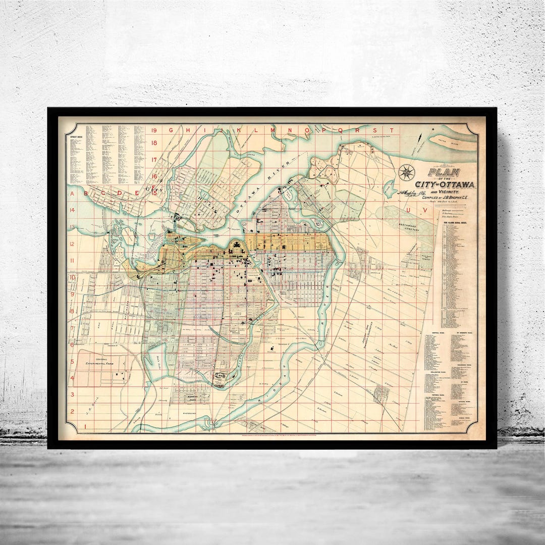 Old Map of Ottawa Canada 1895 Vintage Map | Vintage Poster Wall Art ...