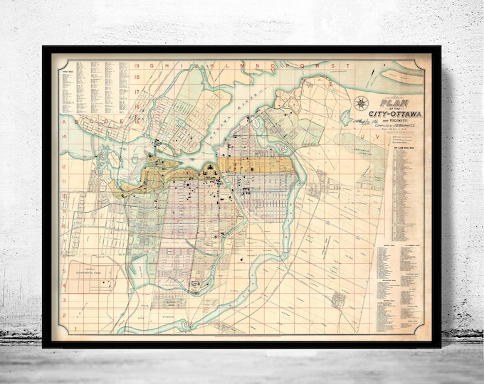 Old Ottawa Canada Map 1915 Vintage Bytown Capital City Atlas Poster - Etsy