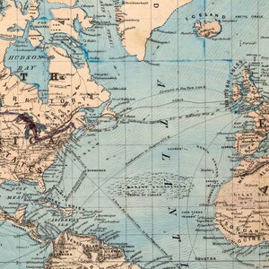 Vintage World Map 1876 Mercator Projection Vintage Map | World Map Gift ...