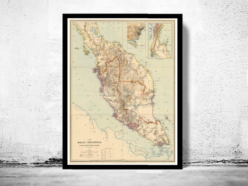 Old Map of Malay Peninsula Singapore 1898 Vintage Map - Etsy