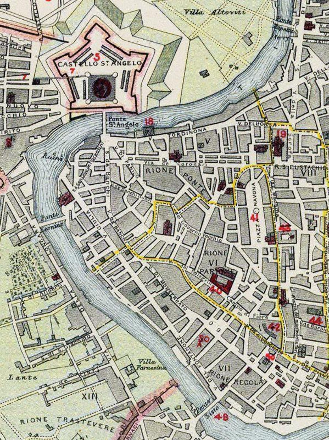 Old Map of Rome Italy 1883 Vintage Map of Rome | Wall Map Print - Etsy