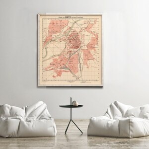 Old Map of Metz France 1904 Vintage Map | Vintage Map Wall Art Print ...