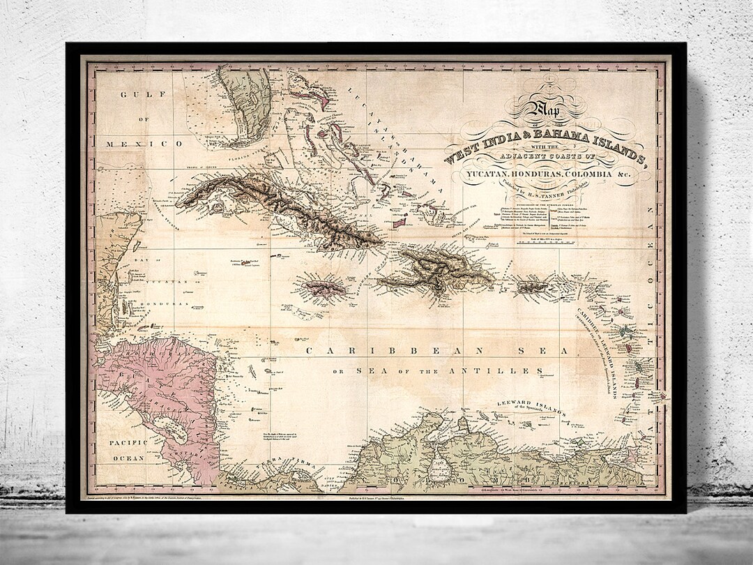 Old Map of Bahamas Bahama Islands 1831 Vintage Map Vintage Poster Wall ...