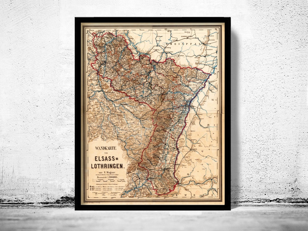 Old Map of Alsace-lorraine Alsace-moselle 1885 | Vintage Poster Wall ...