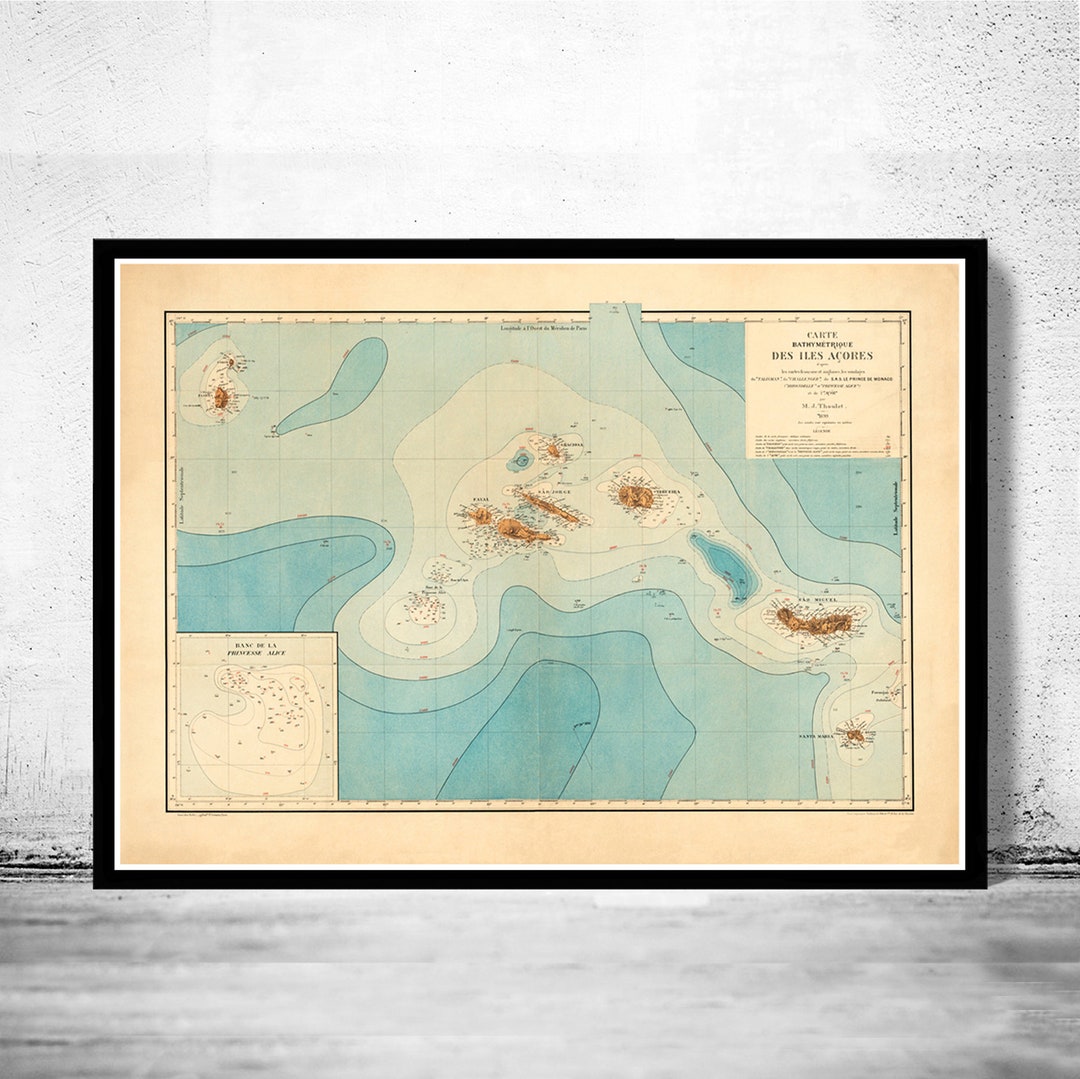 Old Map of Açores Azores Islands 1899, Portuguese Map Vintage Poster ...