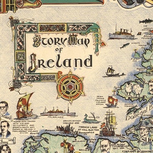 Old Map of Ireland 1936 Story Map of Ireland With Clans Old Map of ...