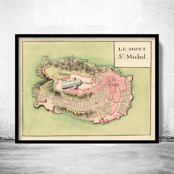 Mont Saint Michel Map Wall Poster Mont Saint Michel, France