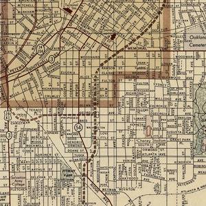 Old Map of Atlanta City Vintage Map Vintage Poster Wall Art Print Wall ...