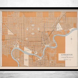 Old Map of Edmonton Canada 1915 Vintage Map Vintage Poster Wall Art ...