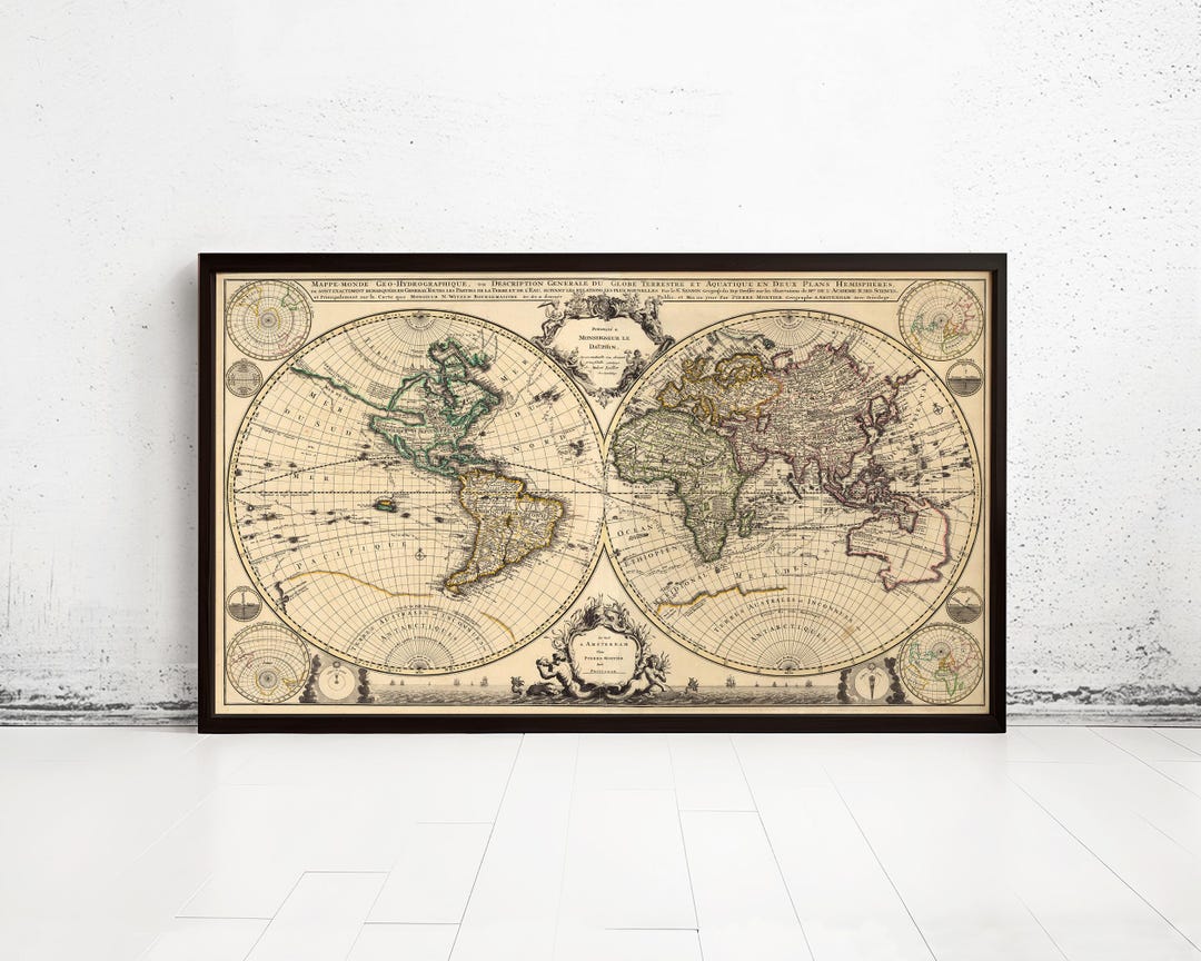 Beautiful Vintage World Map 1703 Antique World Map | World Map Wall Art ...