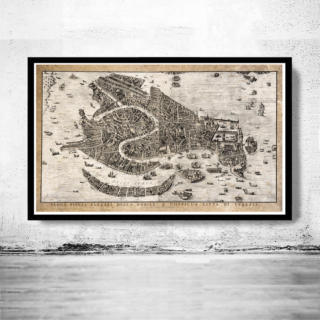 Antique Map of Venice Venetia Venezia 1729 Vintage Poster Wall Art ...