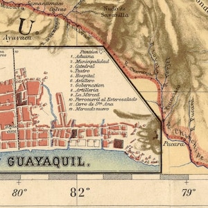 Old Map of Ecuador 1894 Equator Republic Vintage Map Vintage Poster ...