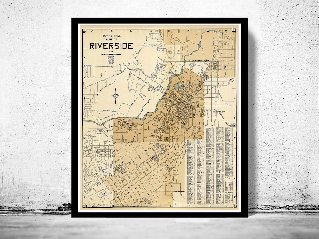 Old Map of Riverside California 1938 Vintage Map | Vintage Poster Wall ...