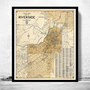 Old Map of Riverside California 1938 Vintage Map | Vintage Poster Wall ...