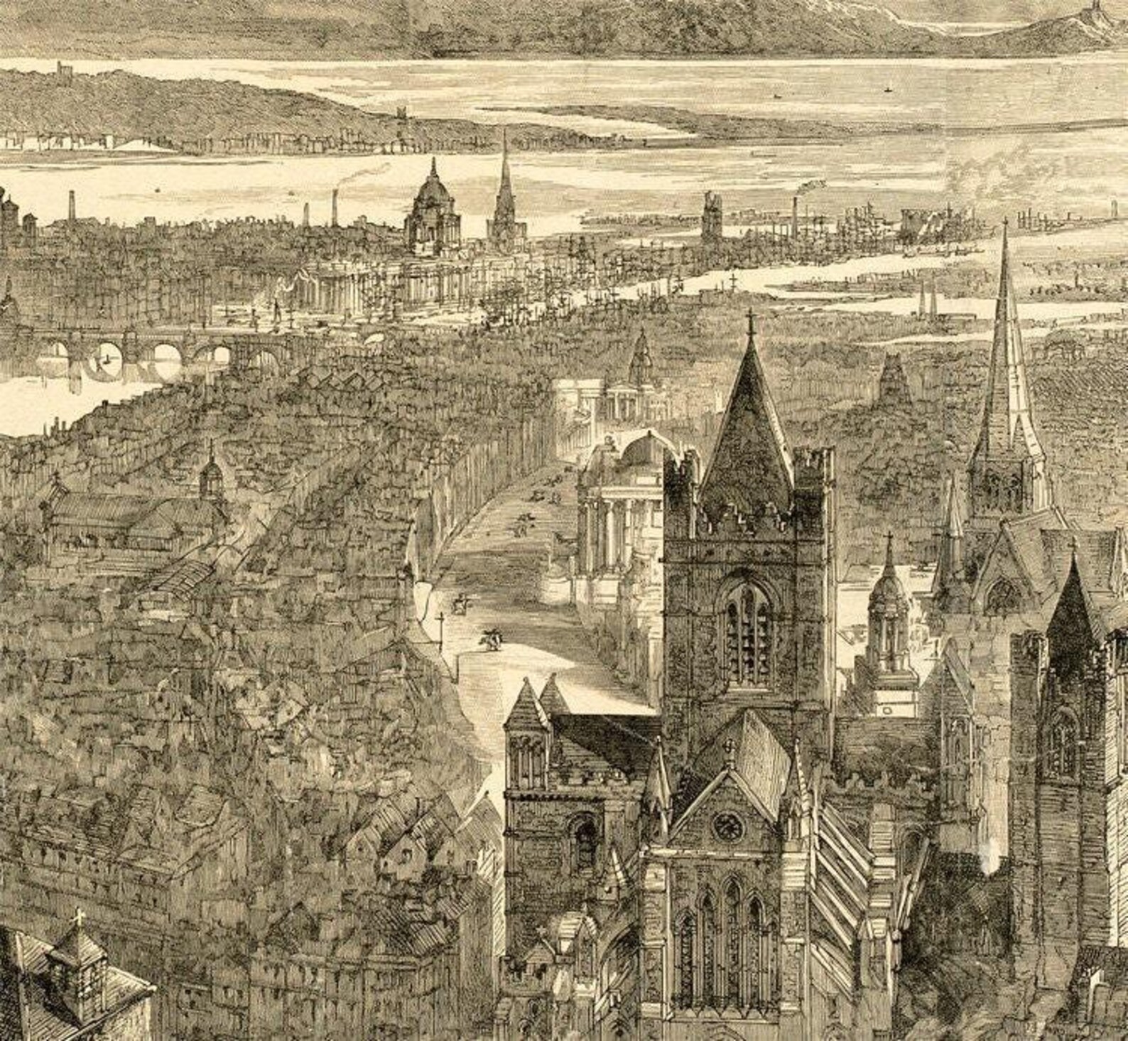 Old Dublin Panoramic View Ireland 1890 | Wall Map Print - Etsy