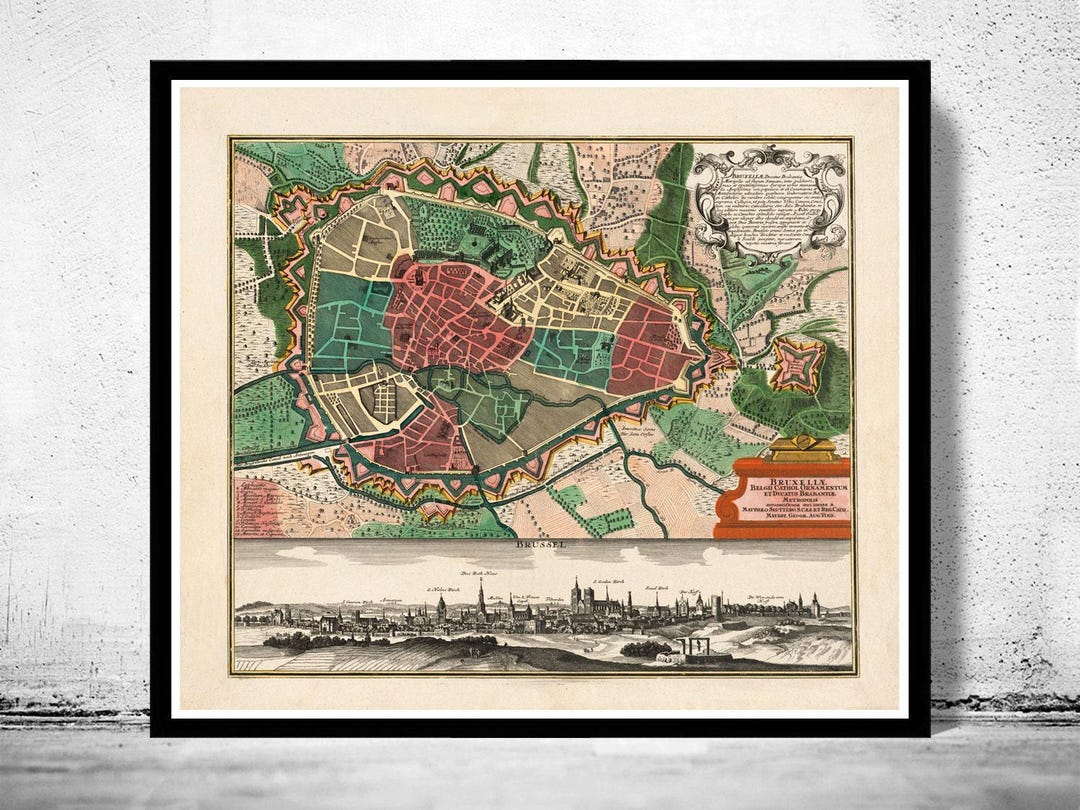 Old Map of Brussels Bruxelles Belgium 1735 Vintage Map | Wall Map Print ...