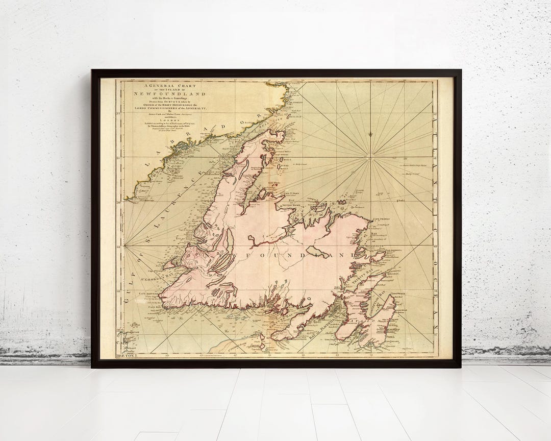 Old Map of Newfoundland Canada 1755 Vintage Map | Vintage Poster Wall ...