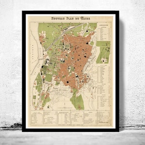 Old Map of Cairo 1886 Egypt Vintage Map Vintage Poster Wall Art Print ...