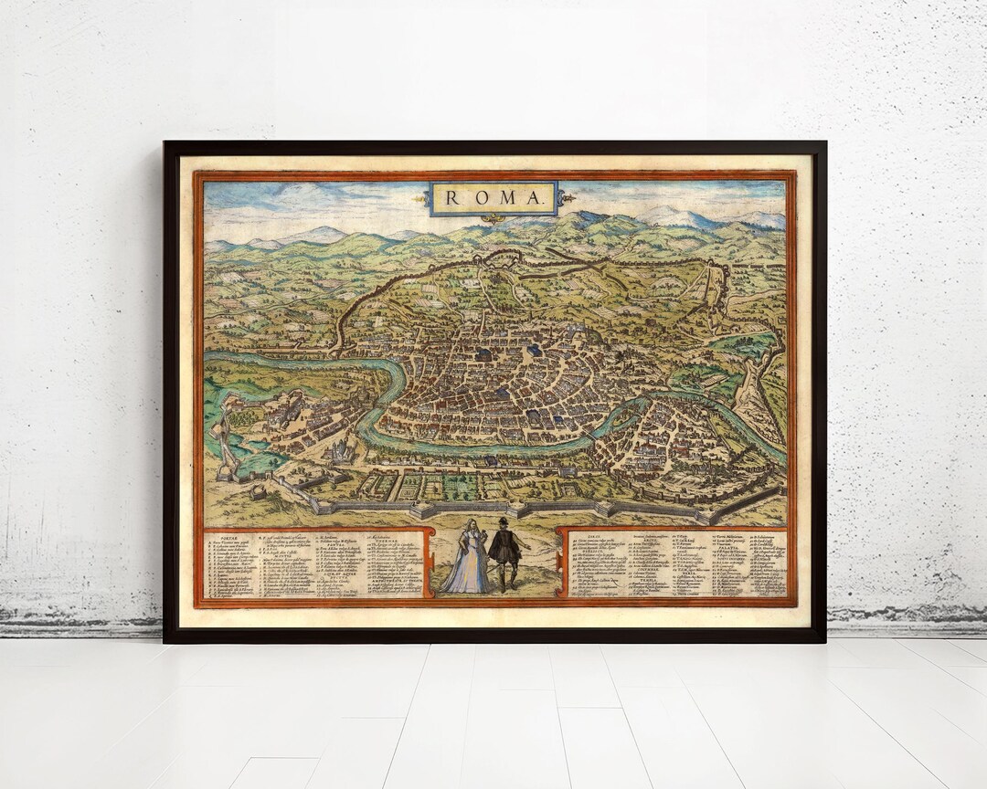 Old Map of Rome Roma Italy 1572 Ancient Map of Rome Vintage Map ...