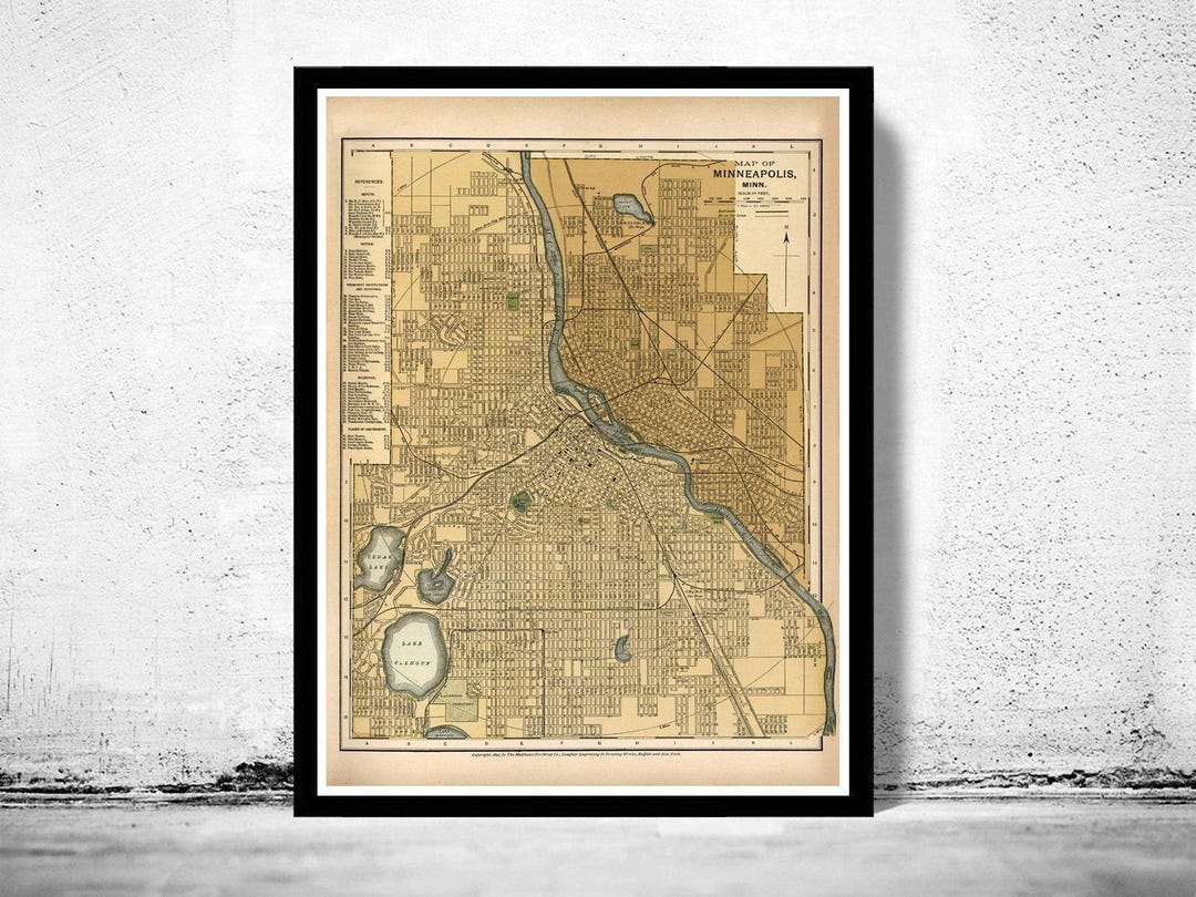 Old Map of Minneapolis 1901 Vintage Map | Vintage Map Wall Art Print ...