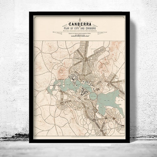 Vintage Style Poster Vintage Map Canberra Map Vintage | Etsy