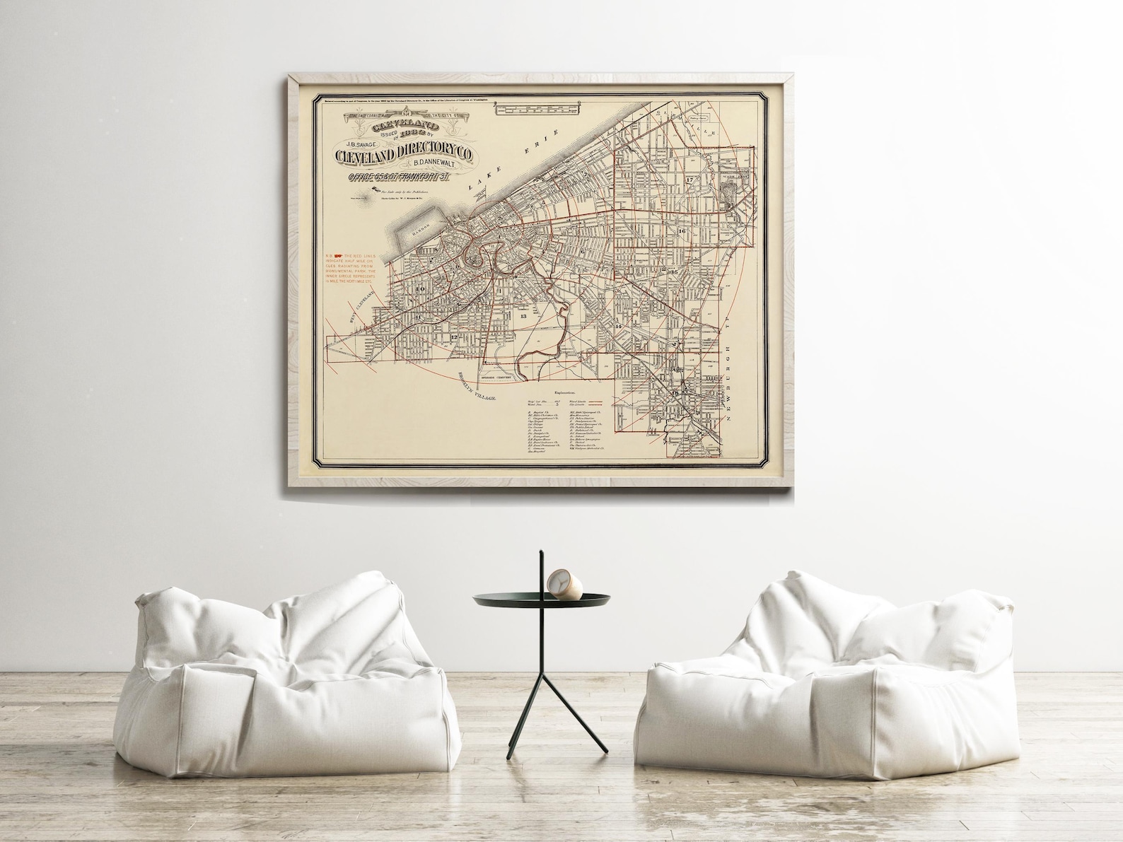 Old Map of Cleveland and Suburbs 1882 Vintage Map | Wall Map Print - Etsy