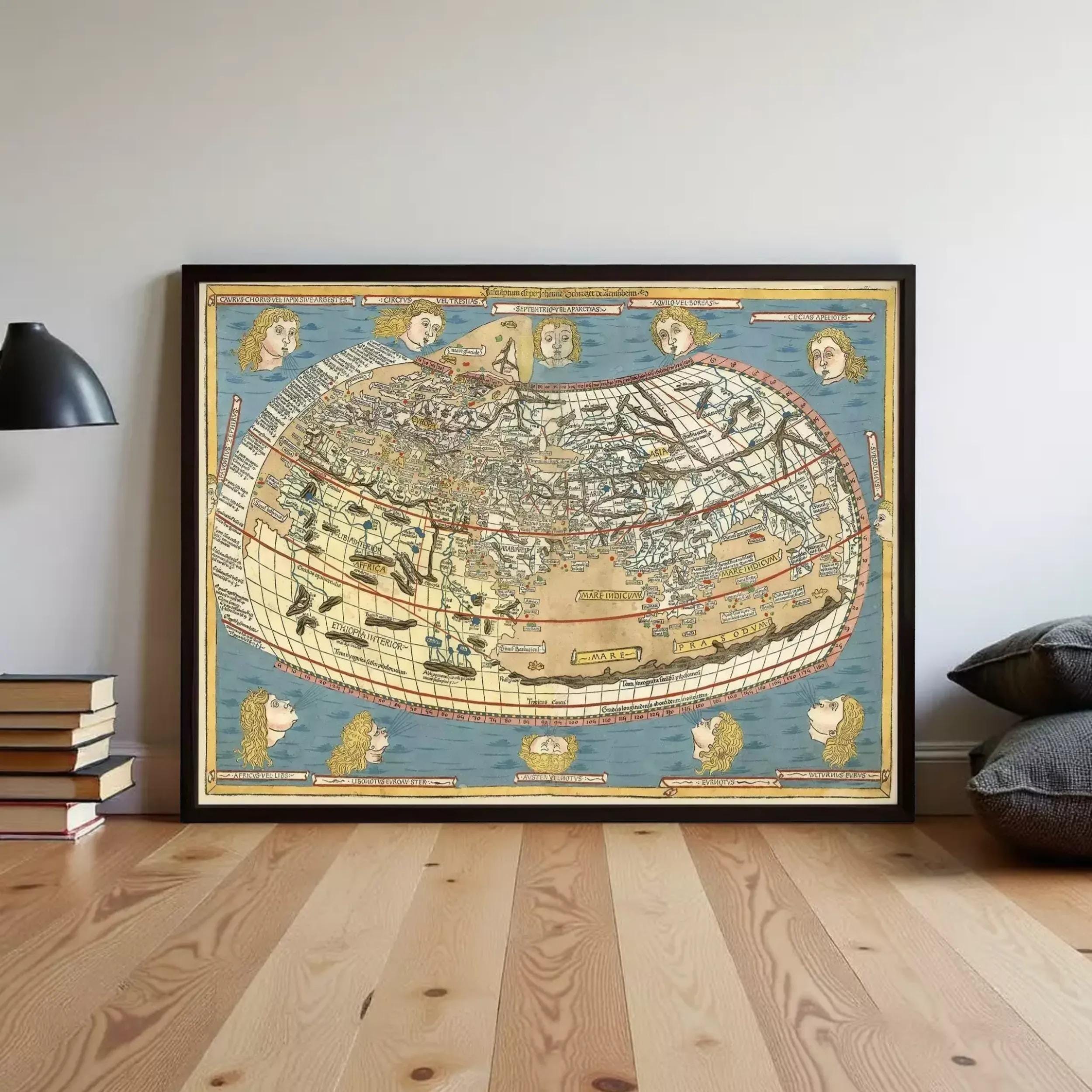 Medieval Old Map of the World 1486 Claudius Ptolemy | Vintage World Map ...