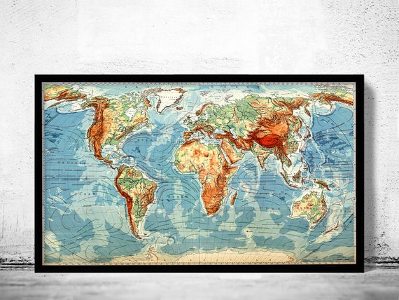Great World Map Vintage Atlas Mercator projection Vintage Map | Etsy