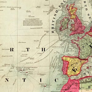 Old World Map 1854 Mercator Projection Vintage Map | World Map Gift ...