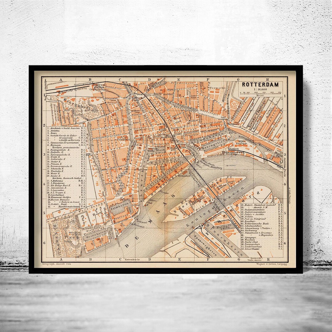 Old Map of Rotterdam Netherlands 1891 Vintage Map | Vintage Map Wall ...