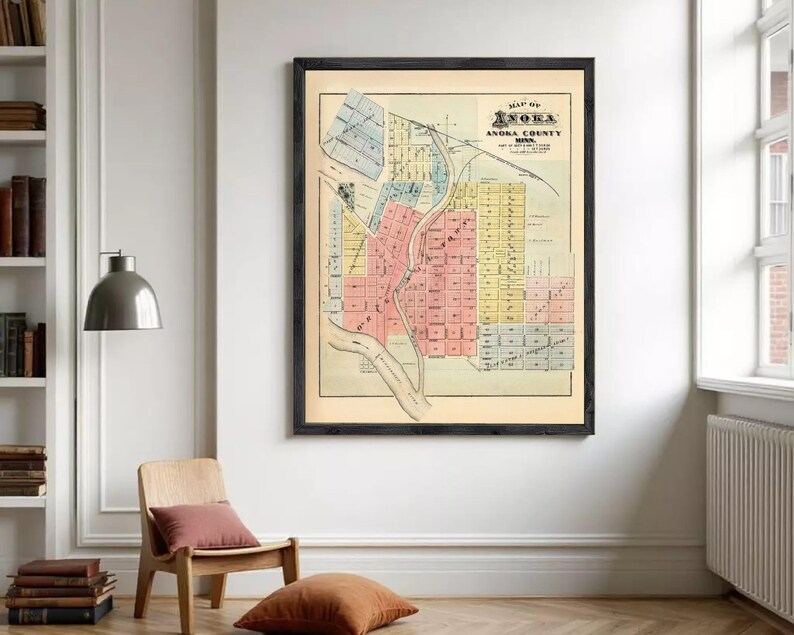 Old Map of Anoka Minnesota 1874 Vintage Map | Wall Map Print - Etsy