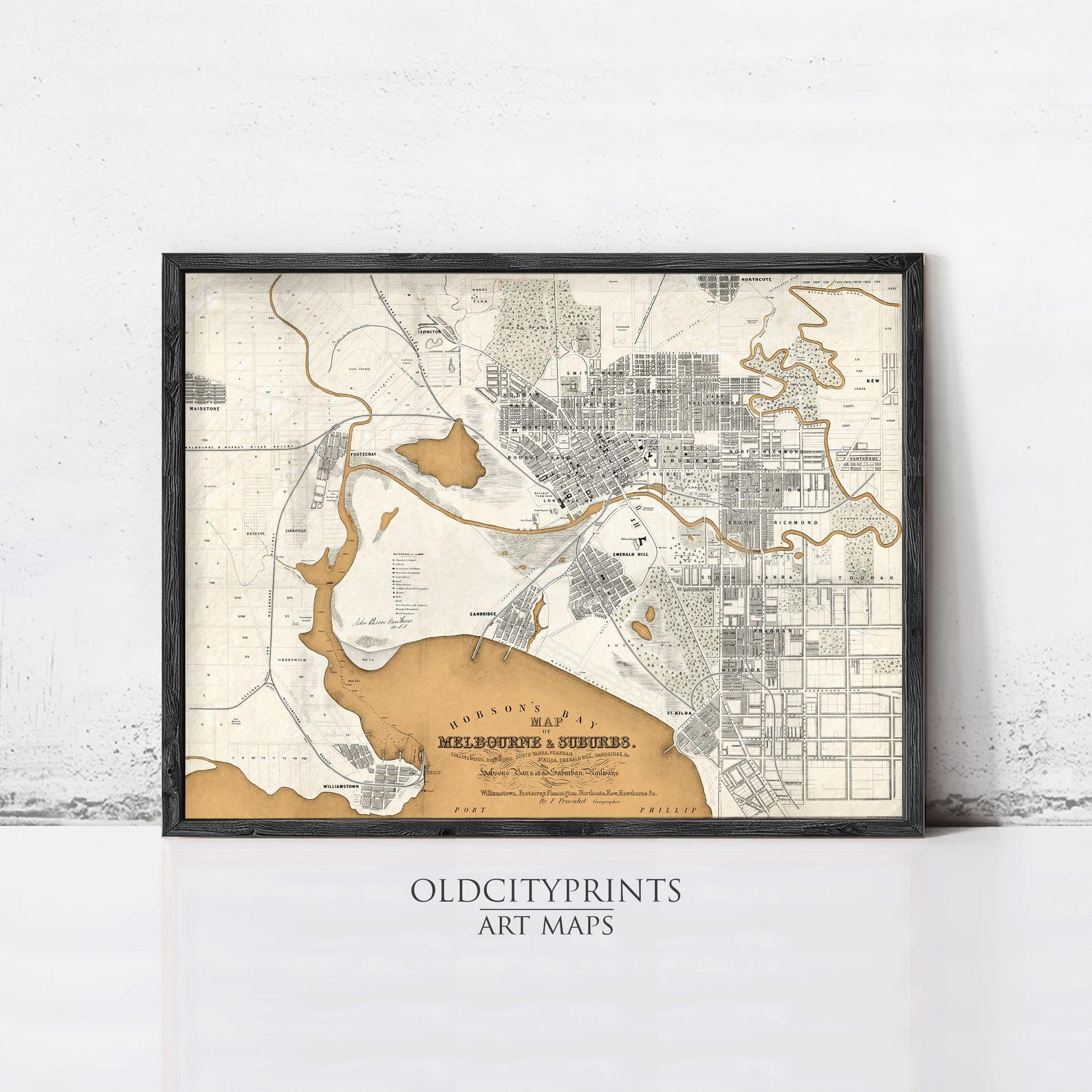 Old Map of Melbourne Australia 1851 Vintage Map Melbourne | Wall Map ...