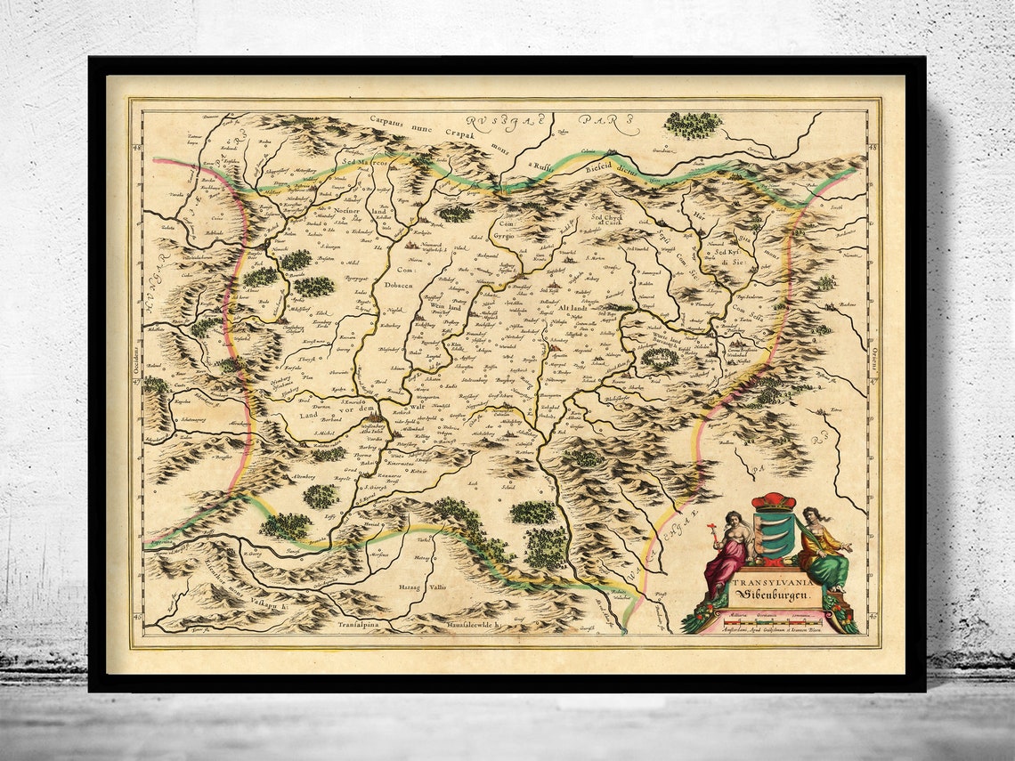 Old Map of Transylvania Romania 1634 Vintage Map Vintage - Etsy