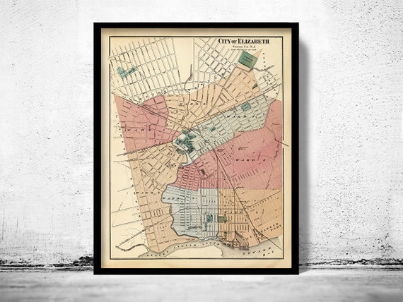 Old Map of Elizabeth New Jersey 1872 Vintage Map Vintage | Etsy